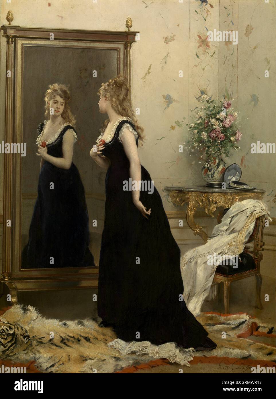 In Front of the Mirror by Gustave Léonard de Jonghe Stock Photo - Alamy