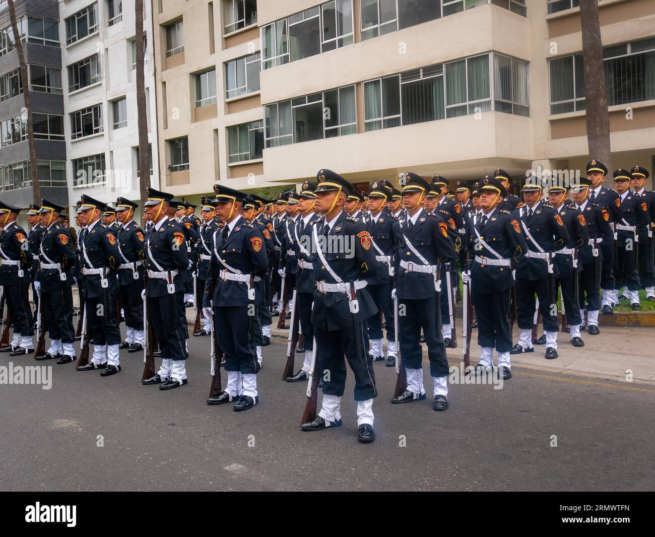 Lima, Peru - July 29 2023: Young Peruvian Men in Dark Blue and White ...