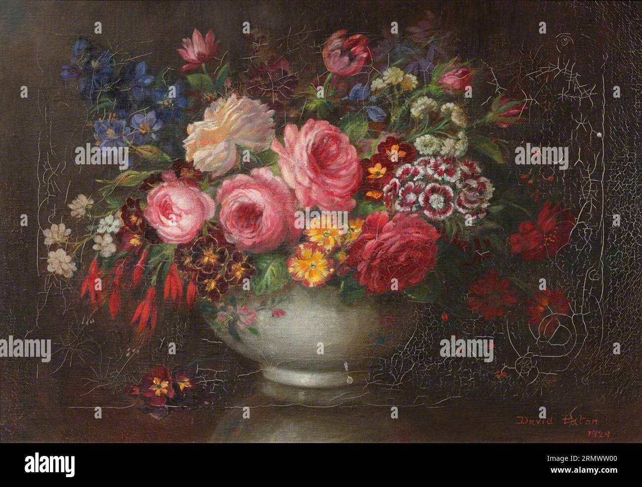English Summer Flowers in a Stone Vase 1929 by David Paton Stock Photo ...