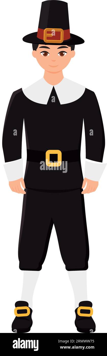 Isolated cute male pilgrim character Vector Stock Vector Image & Art ...