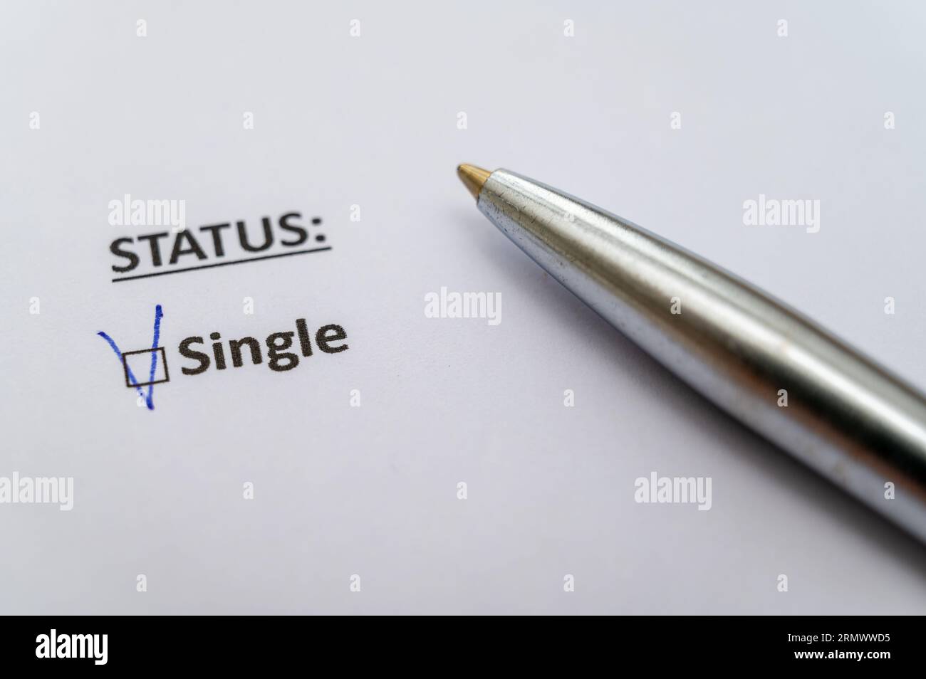 Blank sheet with text Status and word Single flagged. Condition of ...