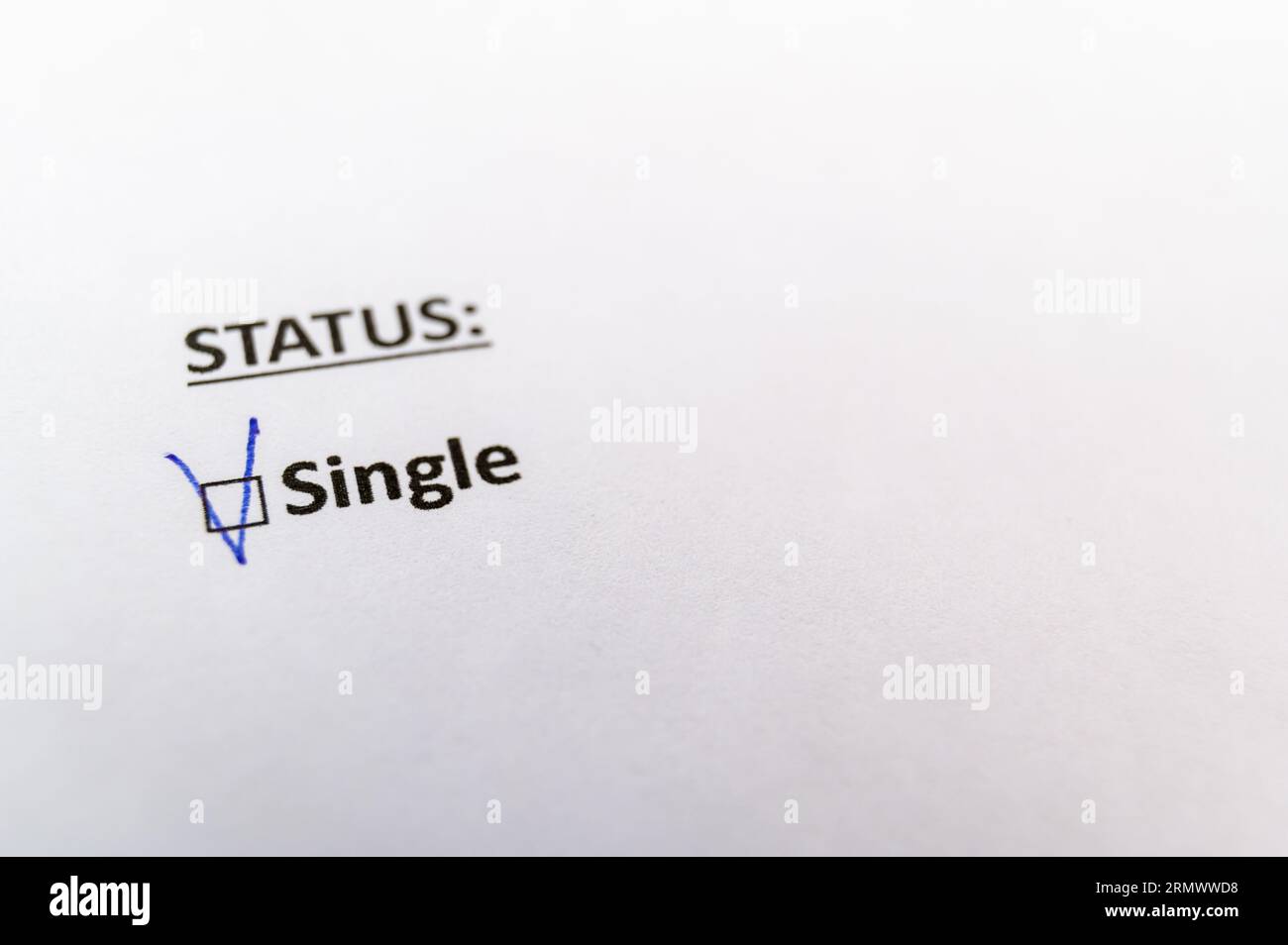 Blank sheet with text Status and word Single flagged. Condition of ...