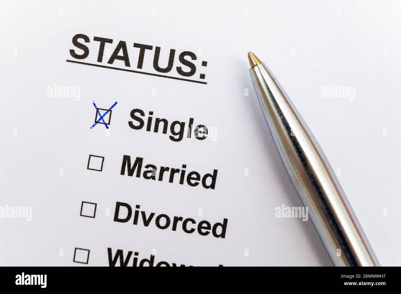 Blank sheet with text Status and word Single flagged. Condition of ...