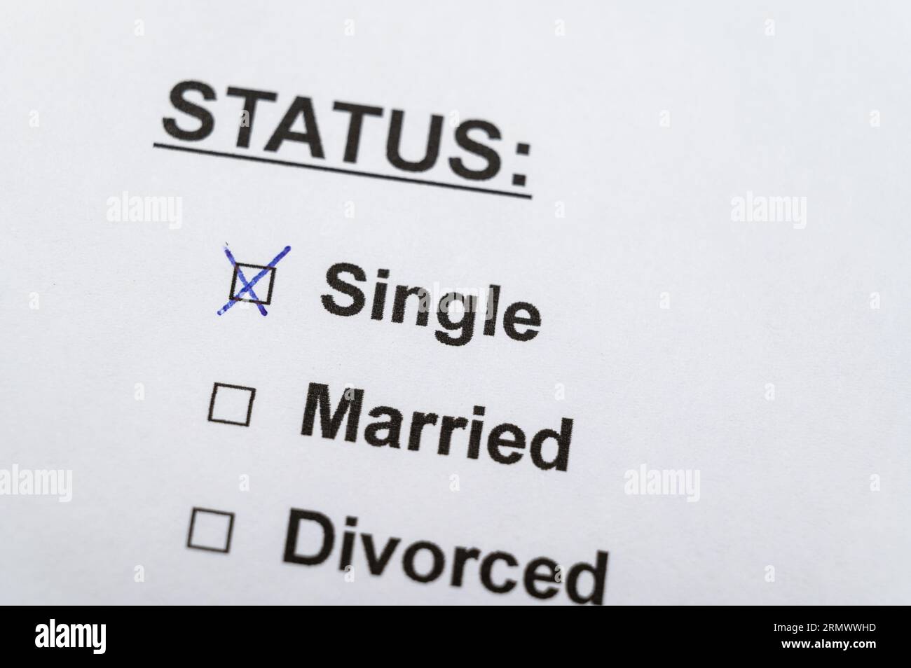 Blank sheet with text Status and word Single flagged. Condition of ...