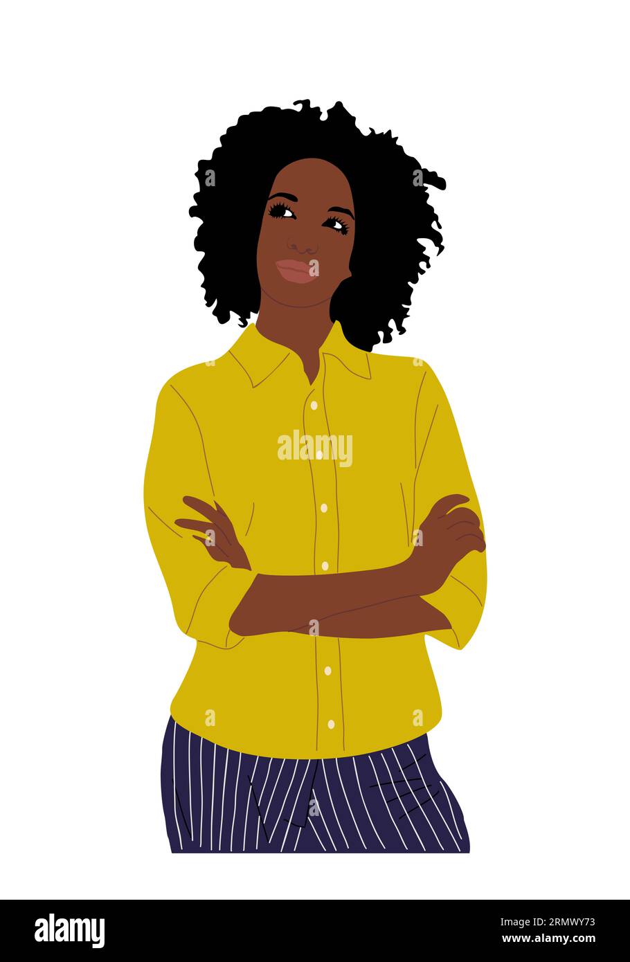 Young black woman thinking about problems vector Stock Vector Image ...