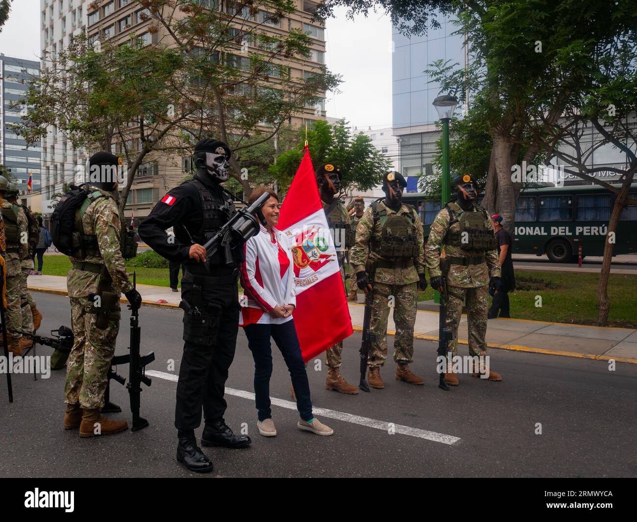 Lima, Peru - July 29 2023: A Woman Poses for the Photo with a Peruvian ...