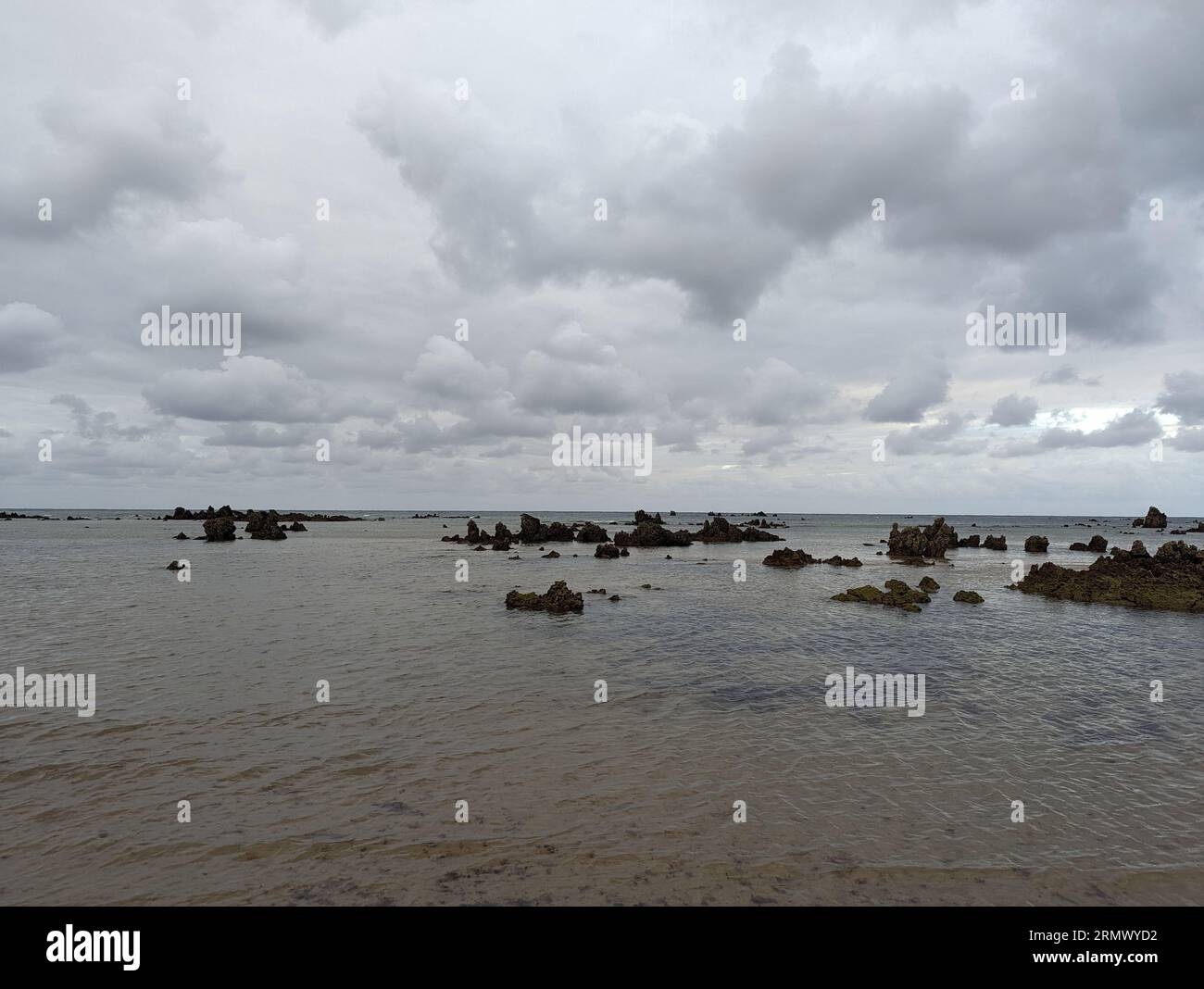 A serene coastal scene featuring the Playa Noja Beach in Spain Stock ...
