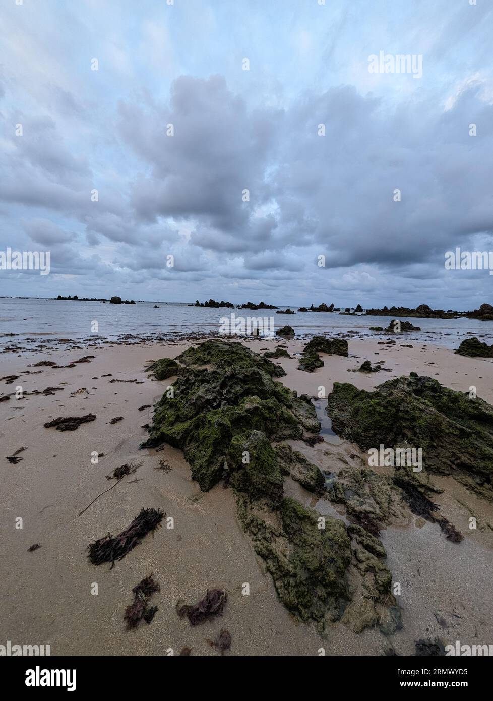 A serene coastal scene featuring the Playa Noja Beach in Spain Stock ...