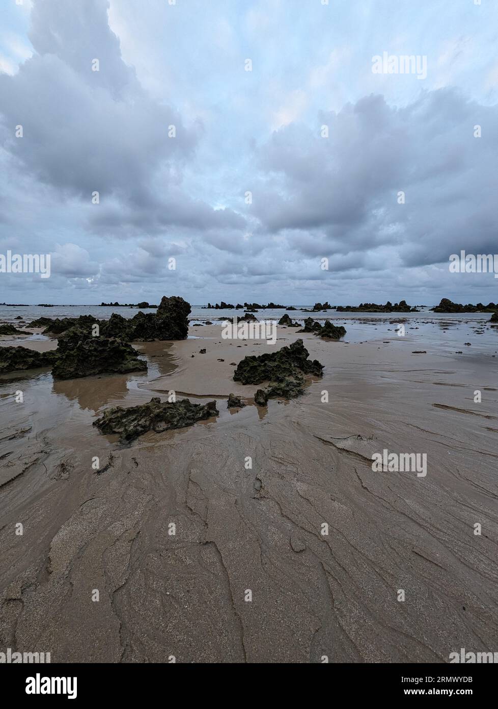 A serene coastal scene featuring the Playa Noja Beach in Spain Stock ...