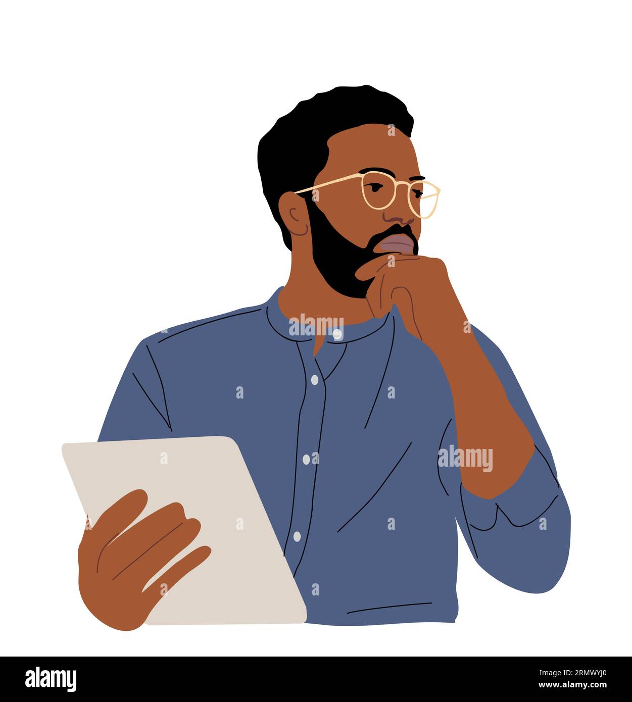 Black man thinking about business problems vector Stock Vector Image ...