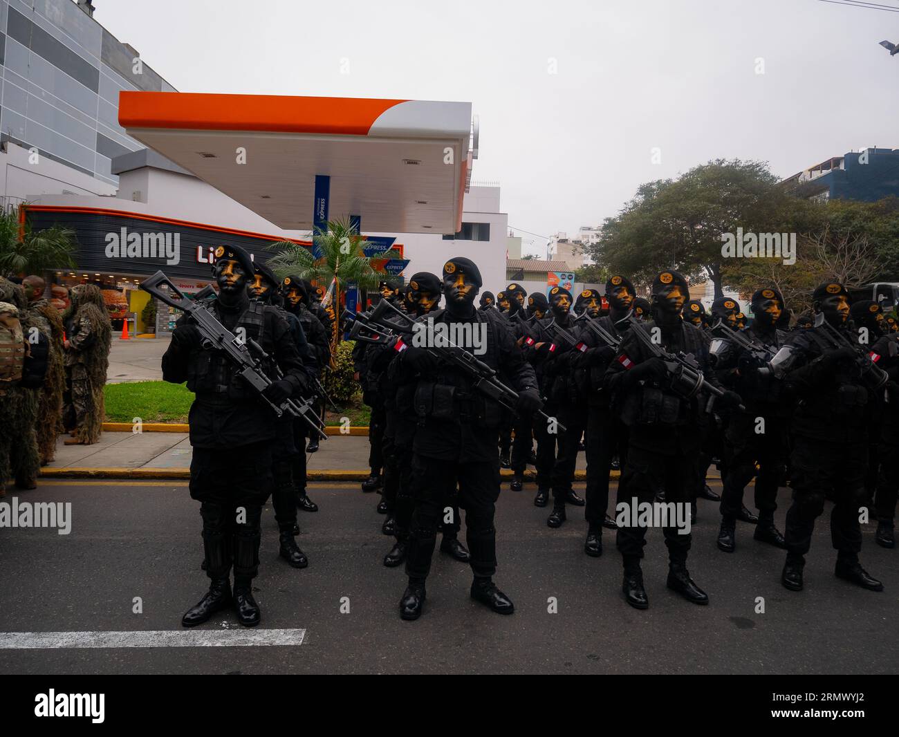 Lima, Peru - July 29 2023: Young Peruvian Men Dressed in Black with ...