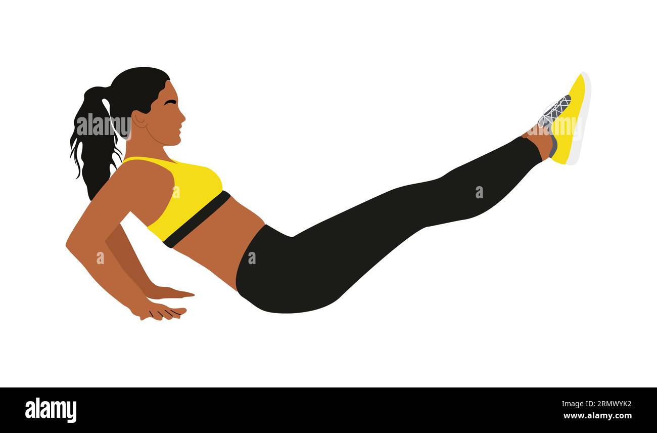 Young sports woman abs exercising vector isolated Stock Vector Image ...