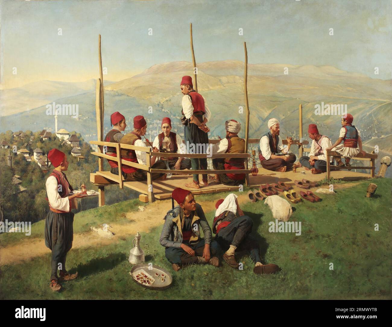 Türkisches Kaffeehaus in Sarajevo 1897 by Franz Leo Ruben Stock Photo ...