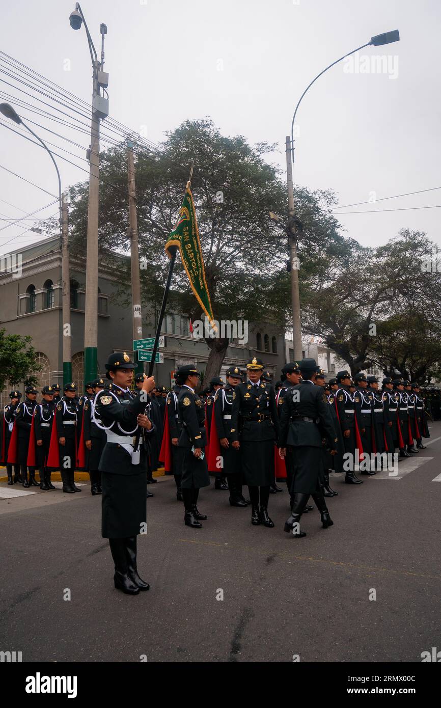 Lima, Peru - July 29 2023: Peruvian Women in Dark Green and White ...