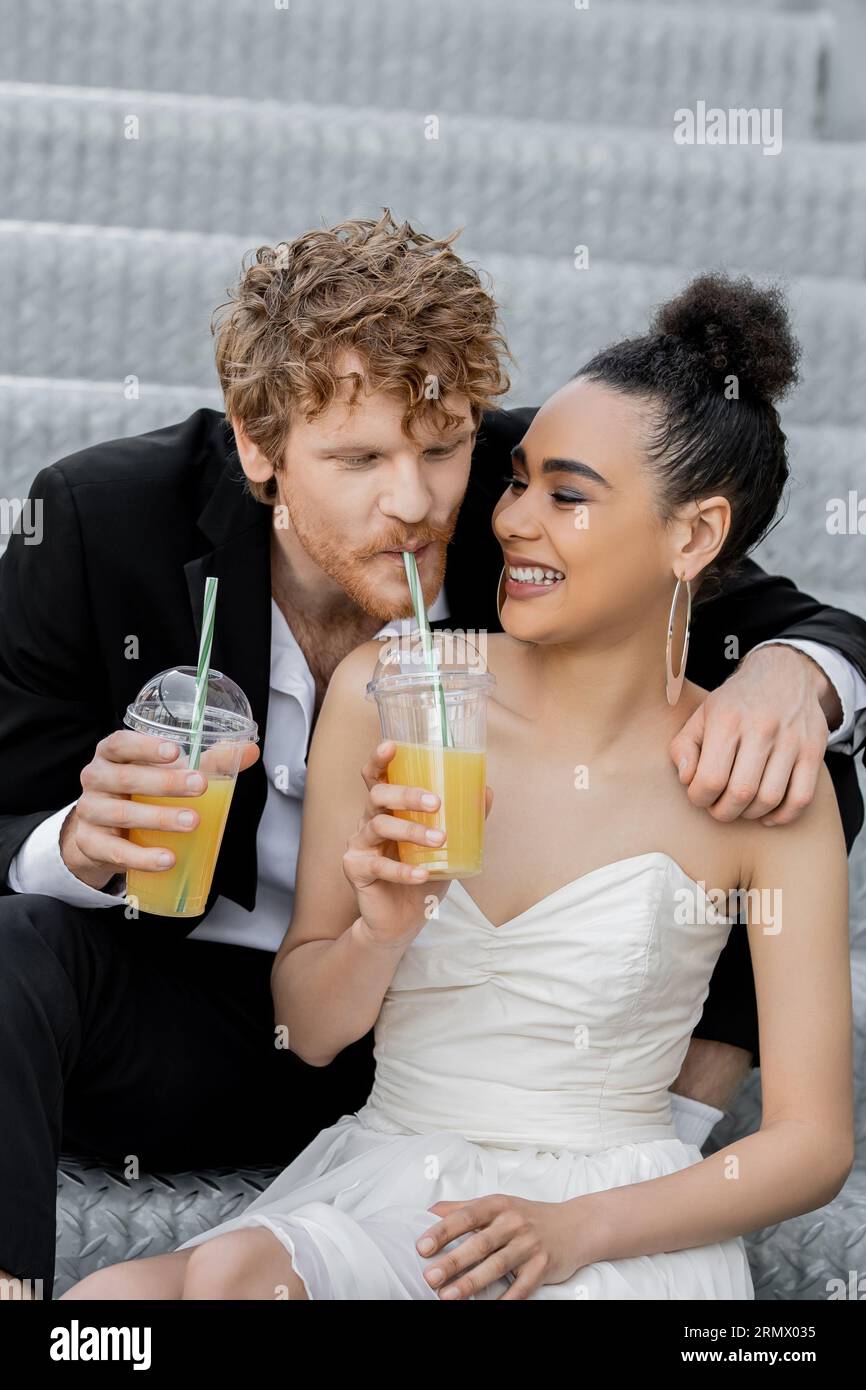 Wedding couple bride drinking orange hi-res stock photography and ...