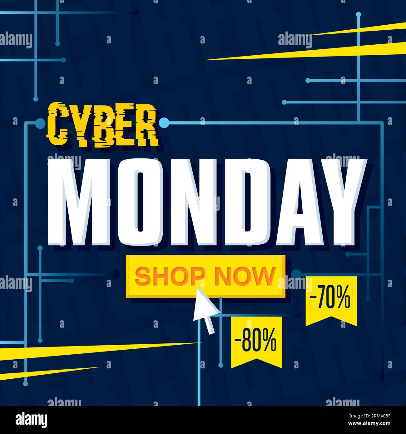 Retro cyber monday shop now poster Vector Stock Vector Image & Art - Alamy
