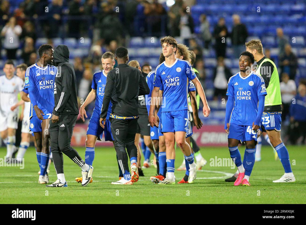 Birkenhead, UK. 29th Aug, 2023. Leicester City players celebrate with ...