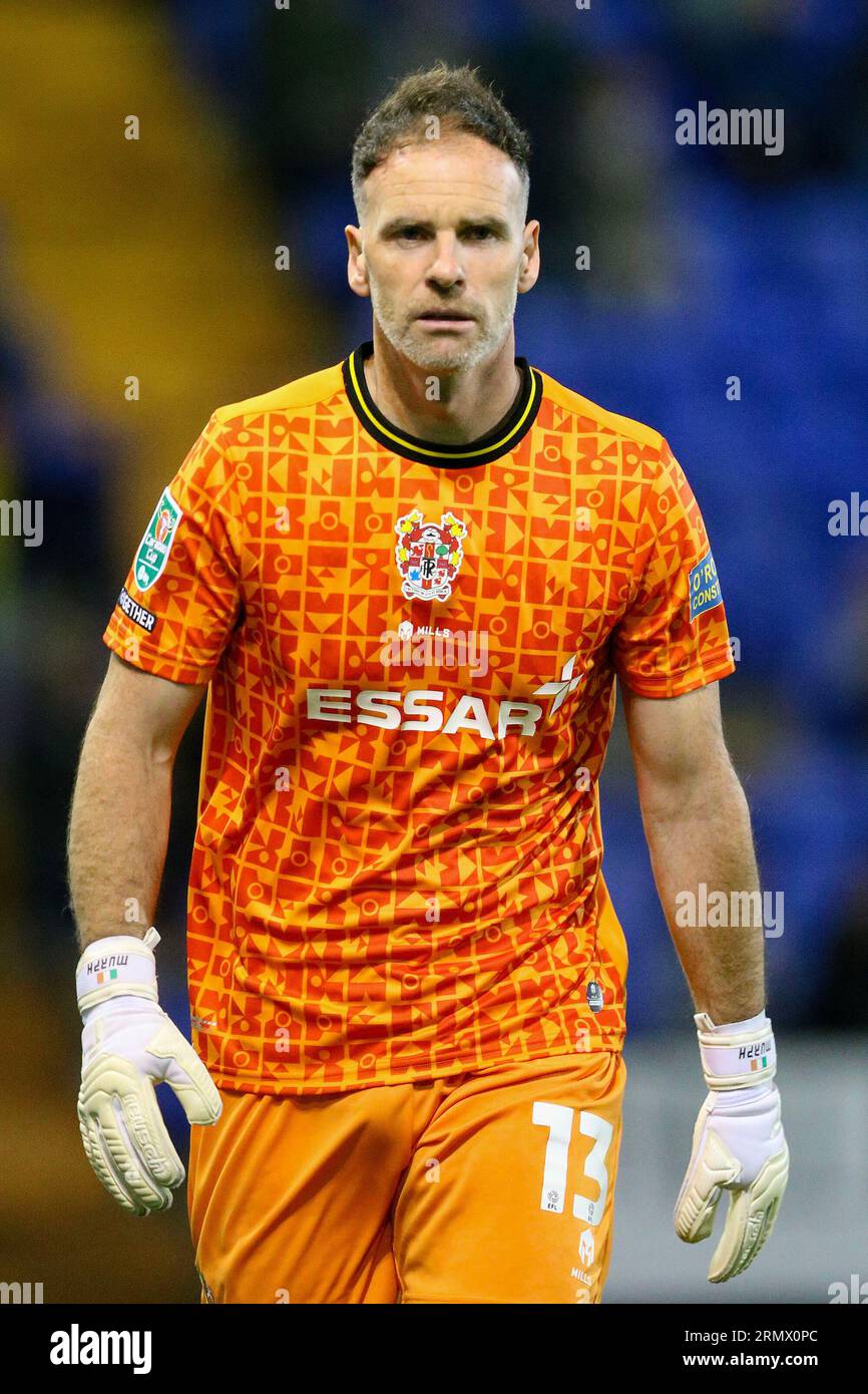 Birkenhead, UK. 29th Aug, 2023. Joe Murphy, the goalkeeper of Tranmere ...