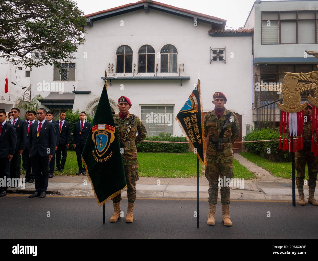 Lima, Peru - July 29 2023: Peruvian Men Dressed in Camouflage Clothing ...
