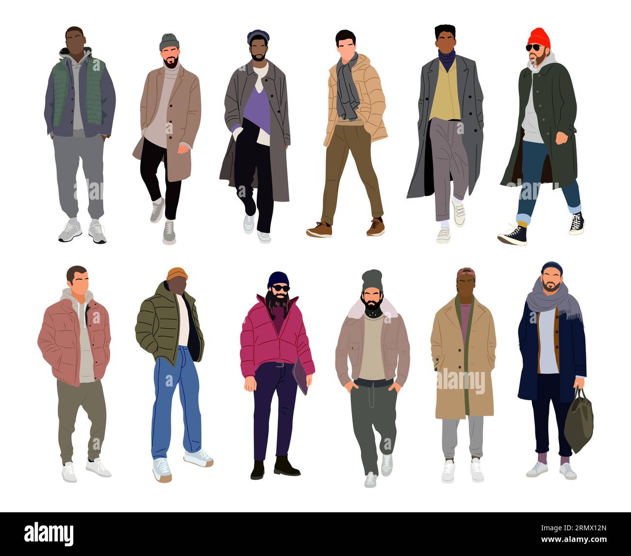 Street fashion men vector set isolated on white Stock Vector Image ...