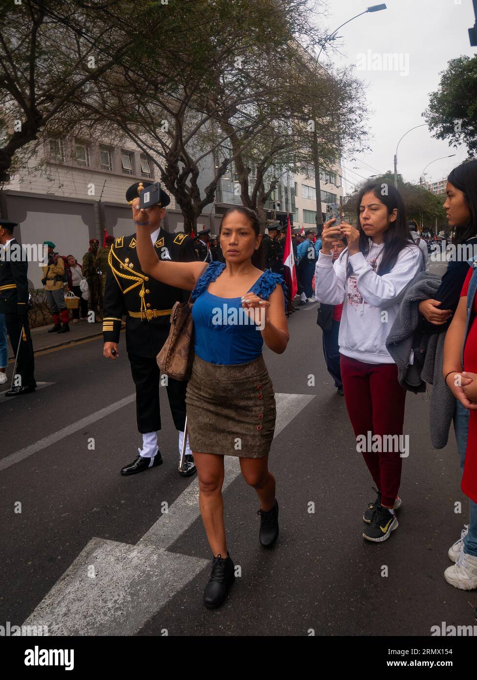Lima, Peru - July 29 2023: Peruvian Woman Taking Pictures with her Cell ...