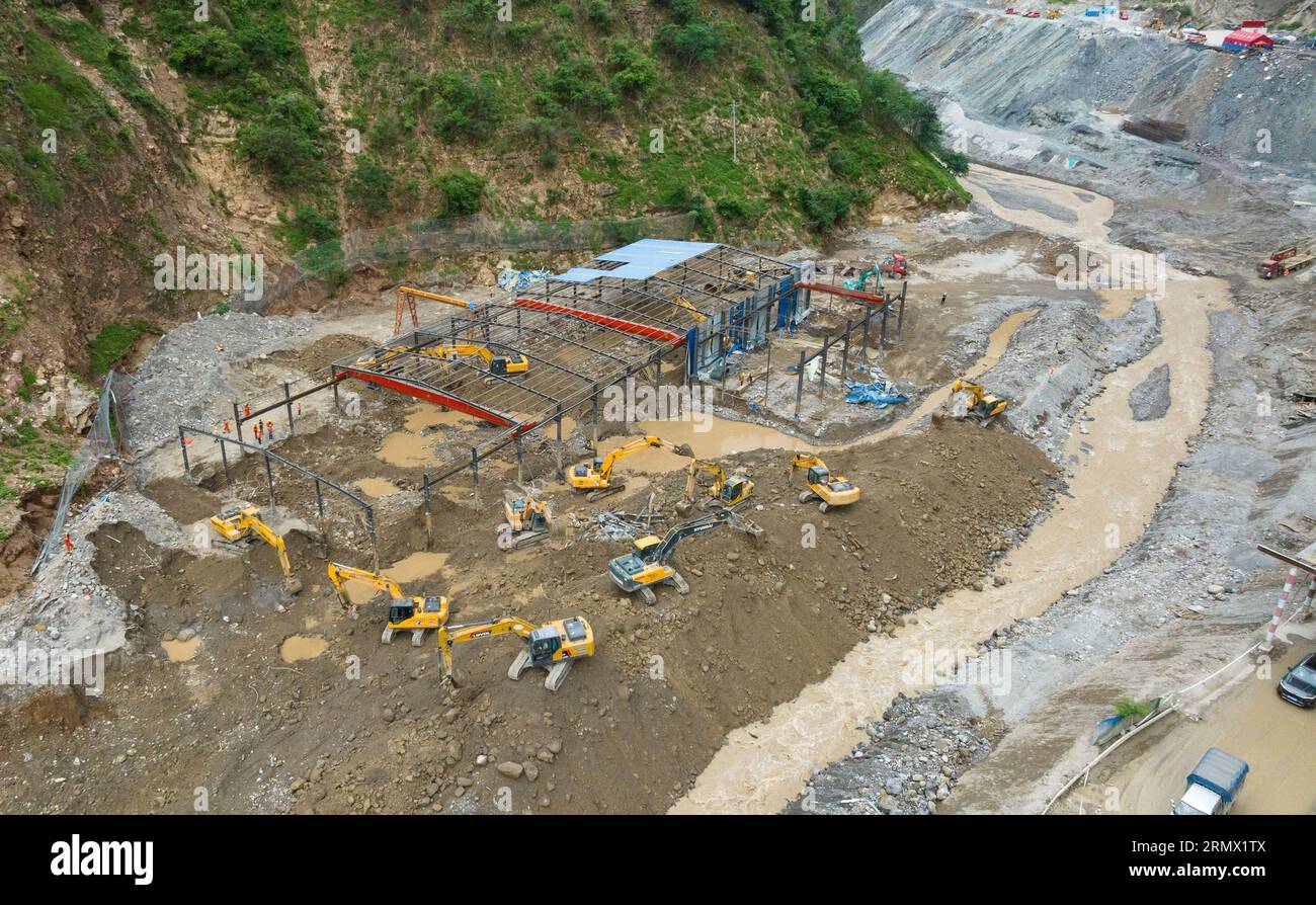 (230830) -- JINYANG, Aug. 30, 2023 (Xinhua) -- This aerial photo taken ...