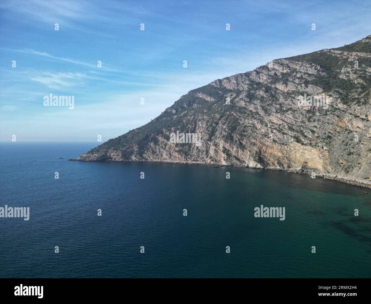An aerial view of Beautiful Arrabida Atlantic Coast in Setubal ...