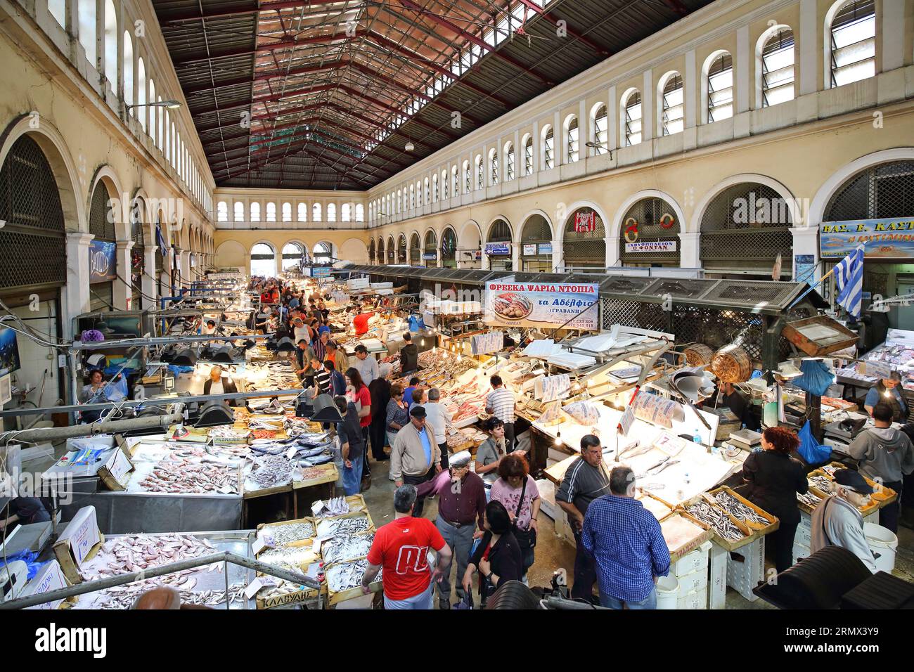 Busy fish market in athens hi-res stock photography and images - Alamy