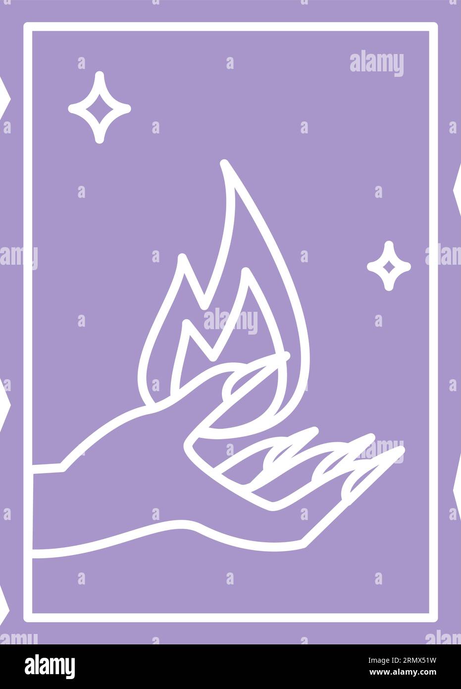 Outline of a hand with fireball on a tarot card Vector Stock Vector ...