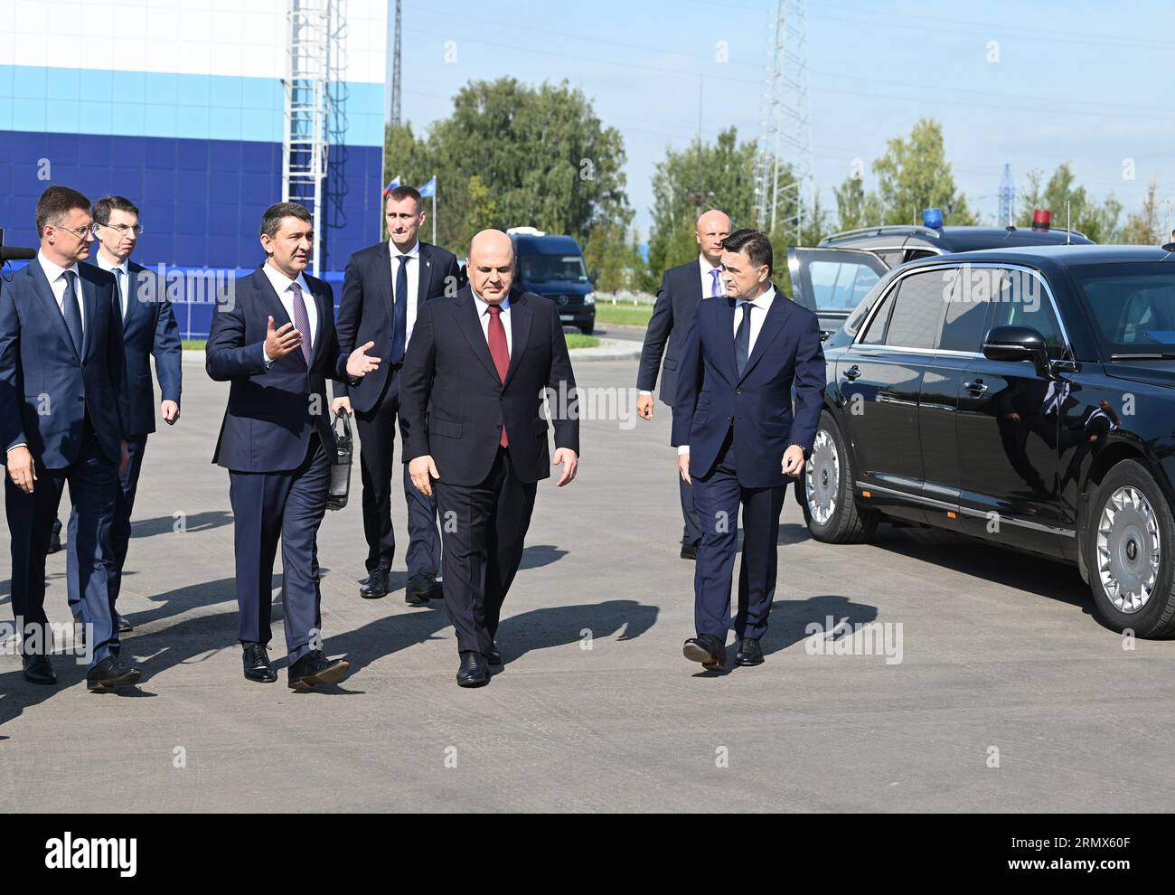 Prime Minister of Russia Mikhail Mishustin (center), Governor of the ...