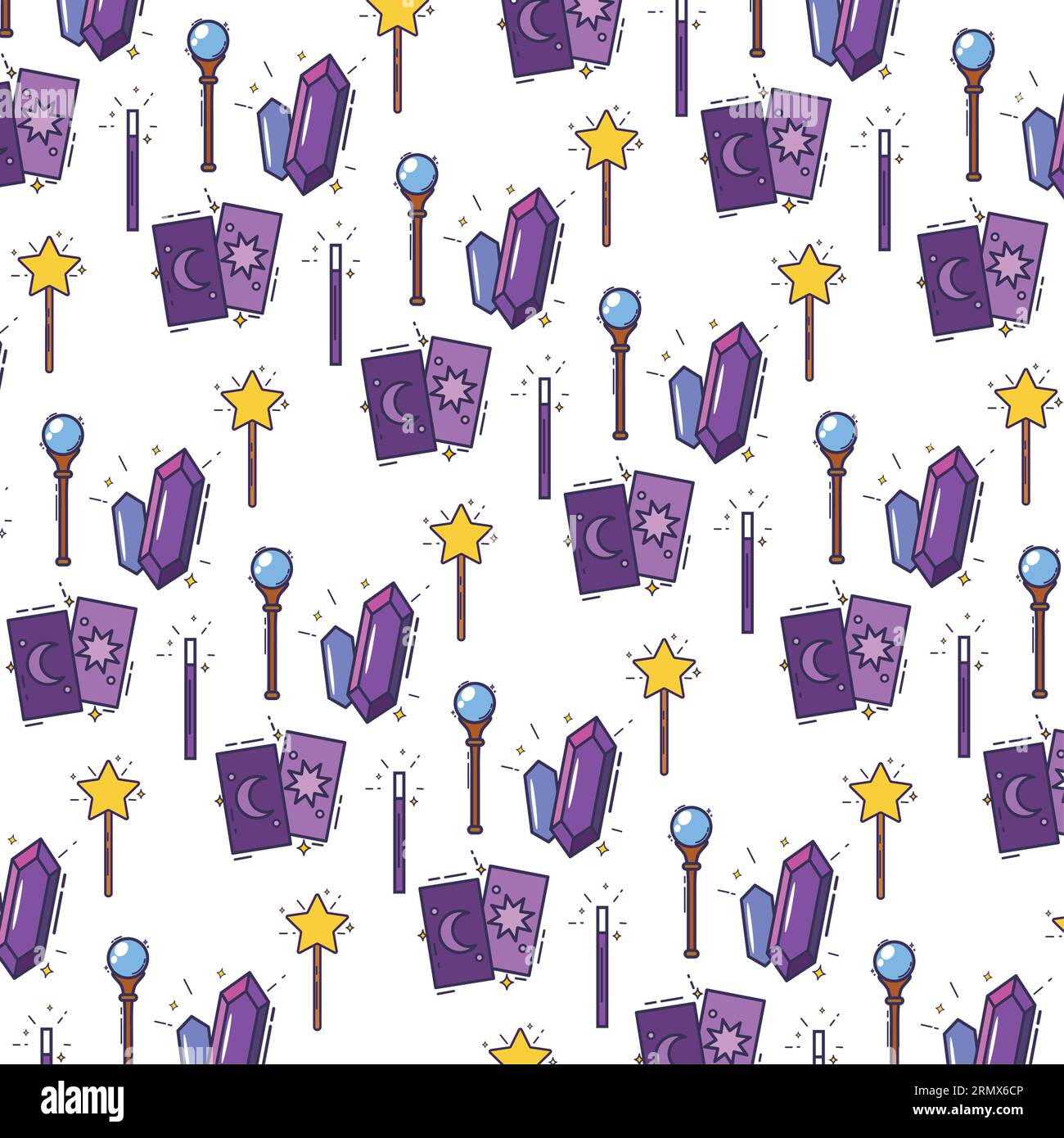 Seamless pattern background with magic icons Vector Stock Vector Image ...