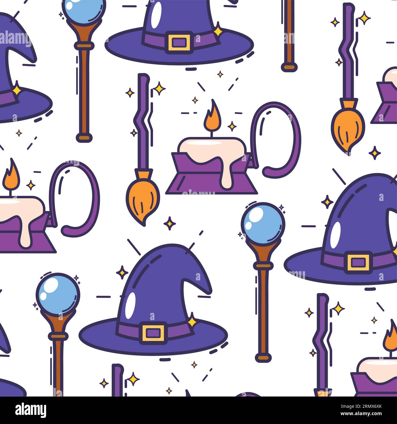 Seamless pattern background with magic icons Vector Stock Vector Image ...