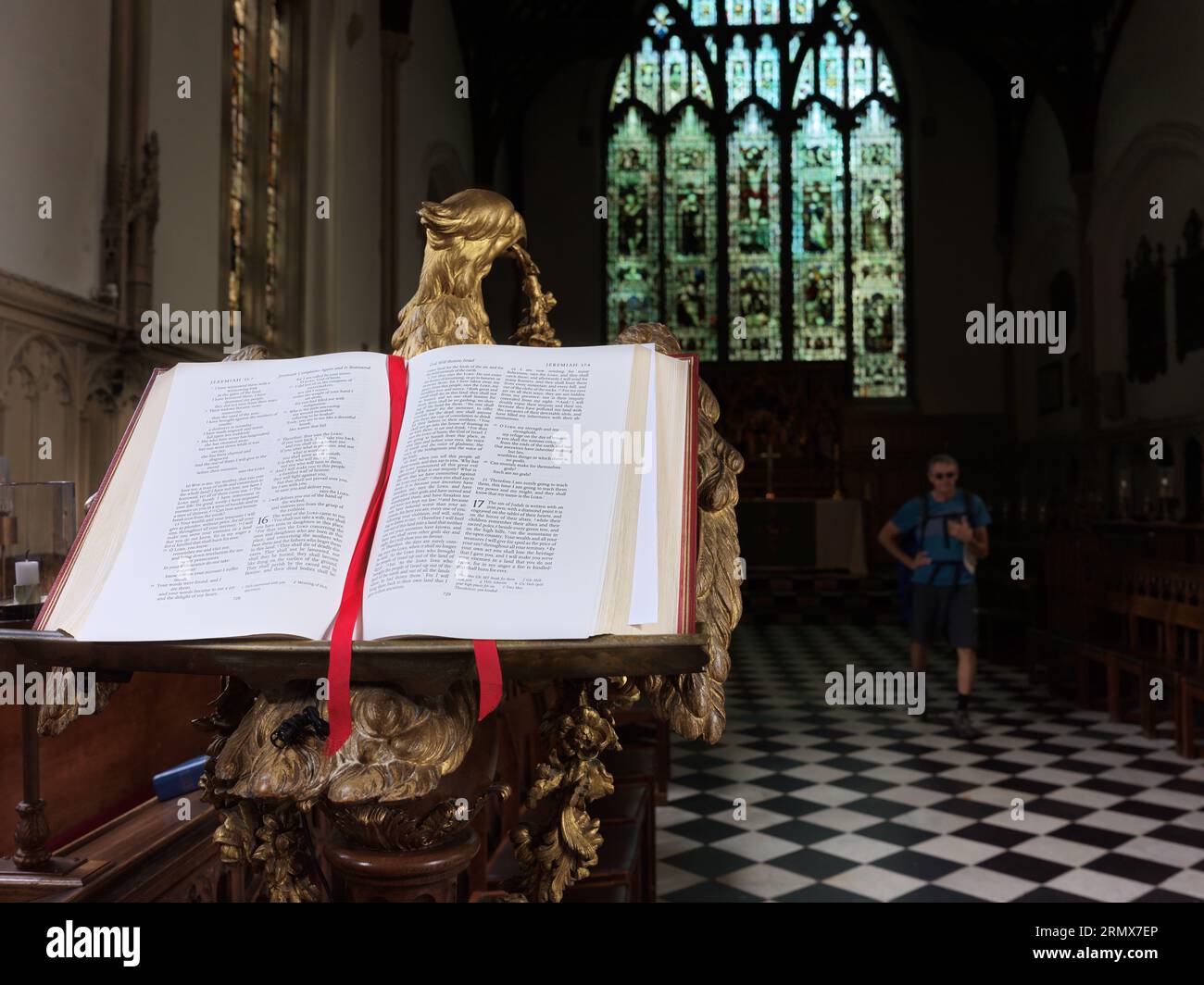 Open Bible on a lectern in the chapel at St John's College, University ...
