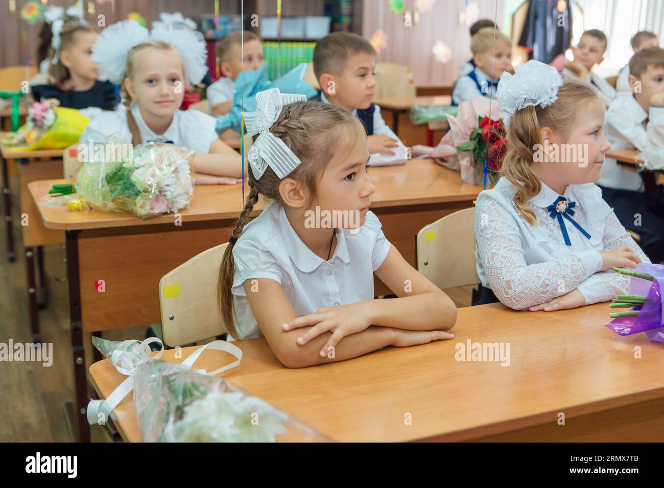 NOVOKUZNETSK, KEMEROVO REGION, RUSSIA - SEP, 1, 2022: First-grade ...
