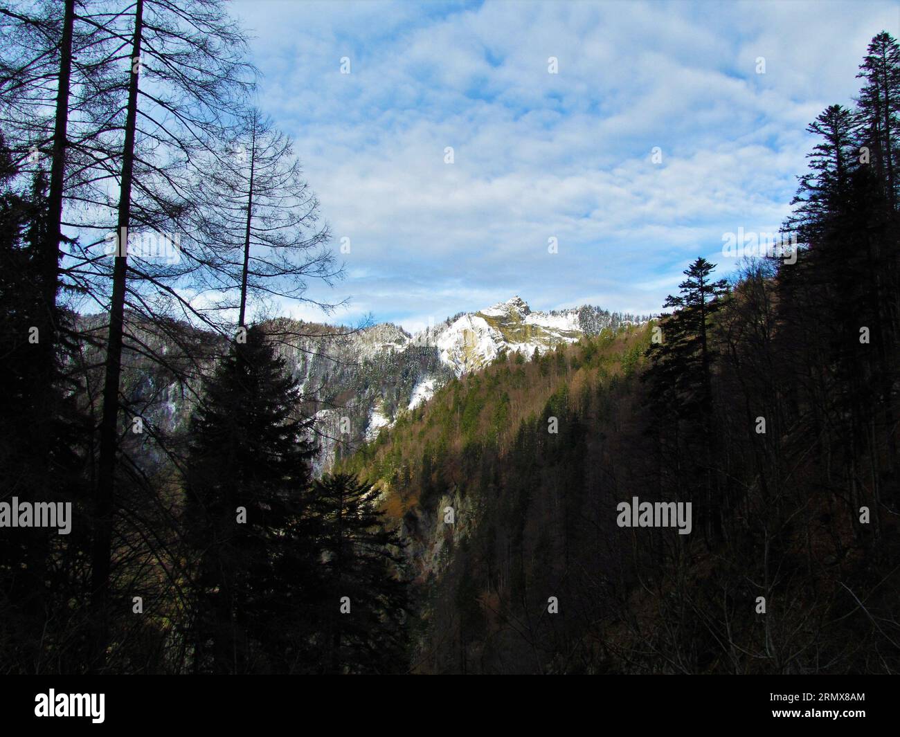 Scenic view of a peak above Ljubelj pass in the Karavanke mountains in ...
