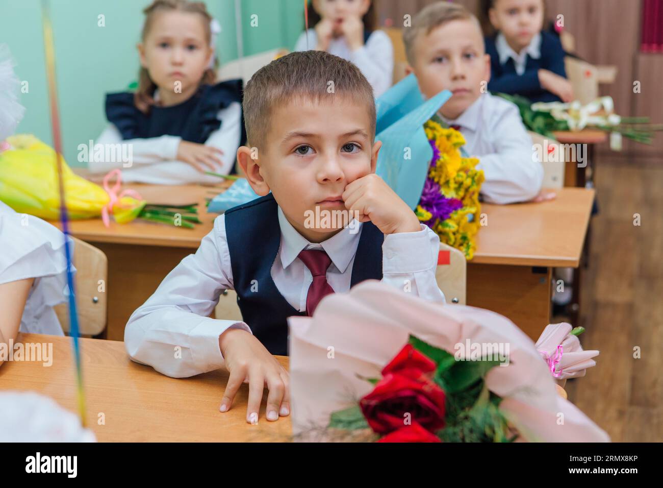 NOVOKUZNETSK, KEMEROVO REGION, RUSSIA - SEP, 1, 2022: First-grade ...