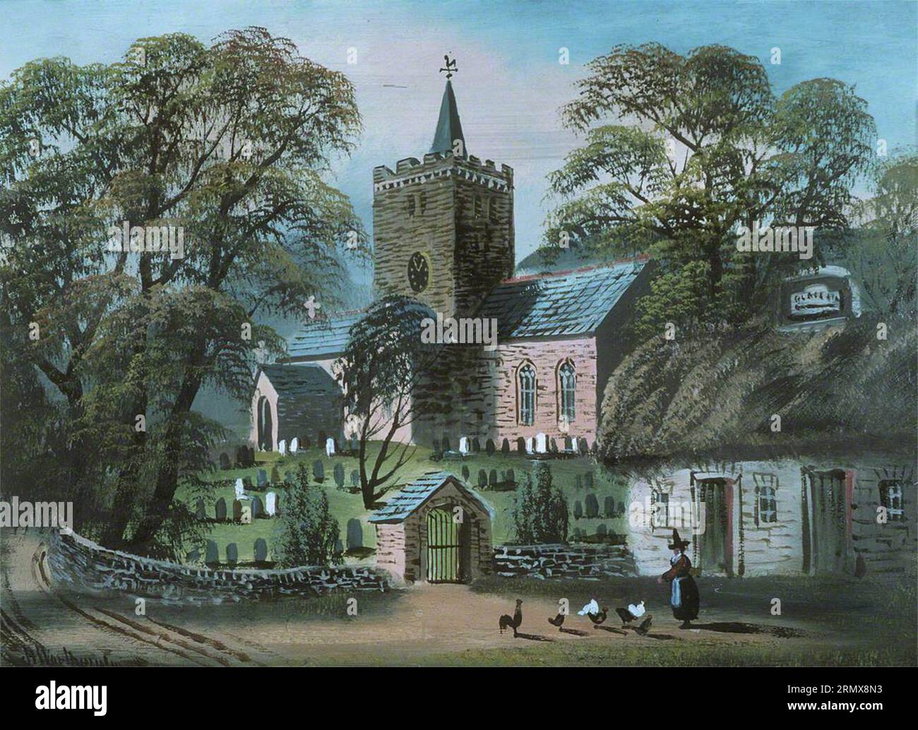 Llanbadarn Church and 'Black Lion' Inn 1890s by Alfred Worthington ...