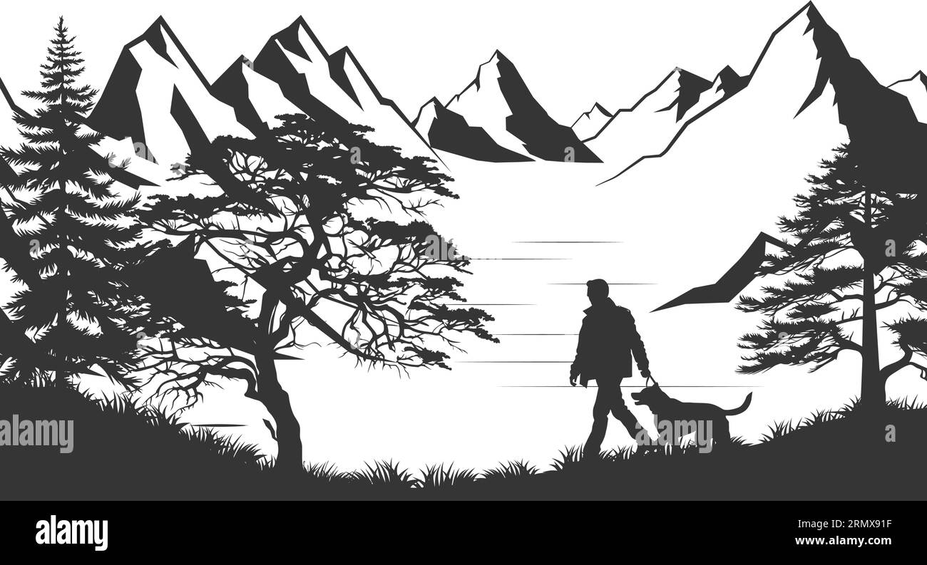 Mountains silhouettes. Mountains vector, Mountains vector of outdoor ...