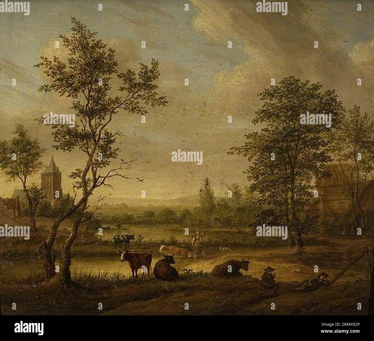 Landscape with figures 1771 by Cornelis van der Meulen Stock Photo - Alamy