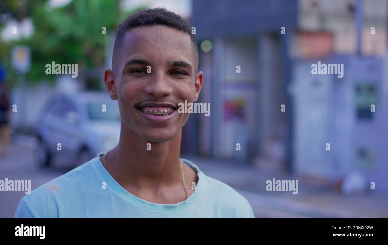 Authentic Young South American Man in 20s, Smiling at Camera in Urban ...