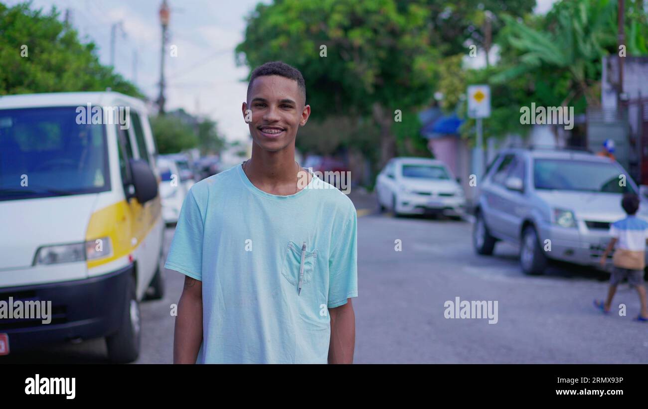 Authentic Young South American Man in 20s, Smiling at Camera in Urban ...