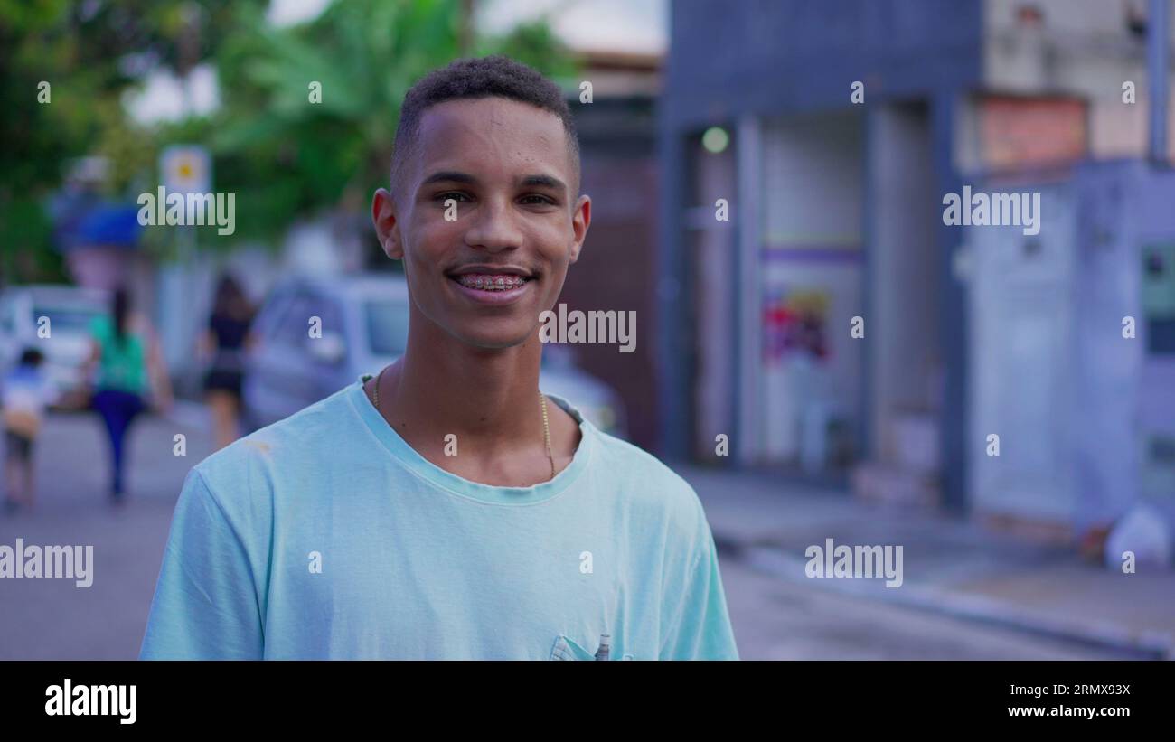 Authentic Young South American Man in 20s, Smiling at Camera in Urban ...