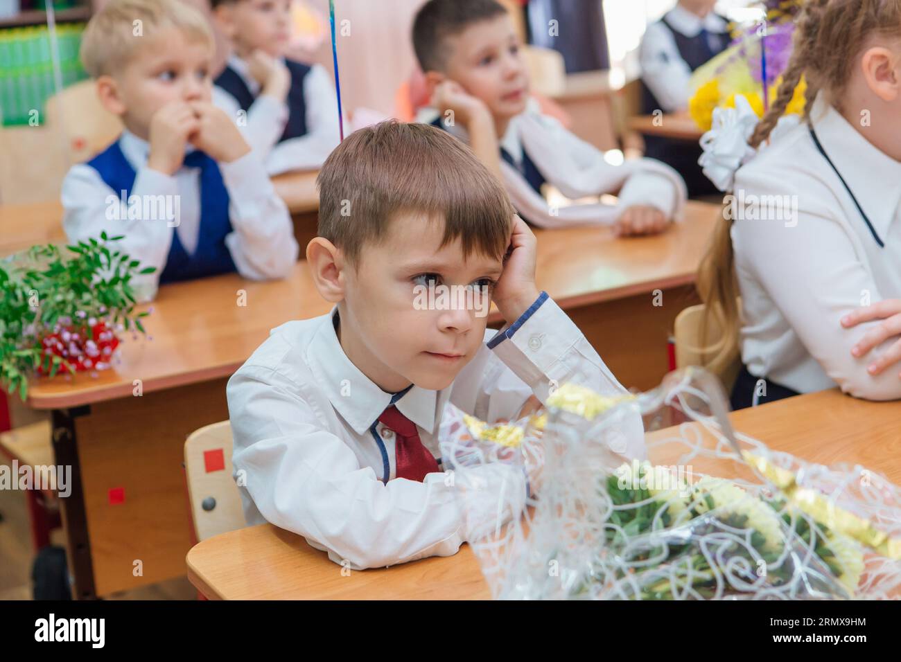 NOVOKUZNETSK, KEMEROVO REGION, RUSSIA - SEP, 1, 2022: First-grade ...
