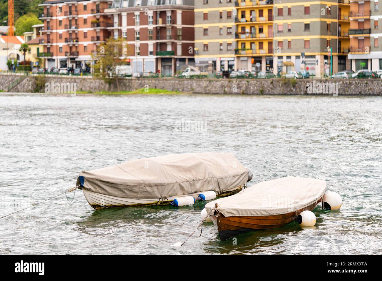 Small fishing boats with fishing net and equipment, motor boat or sail ...