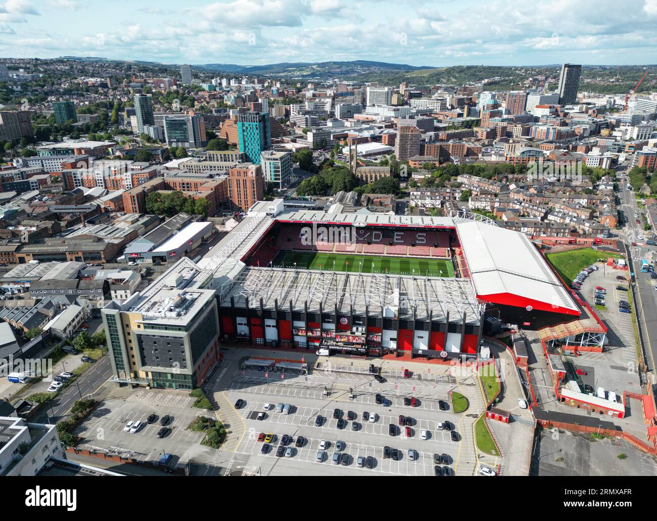 An aerial view of Bramall Lane before he Carabao Cup second round match ...
