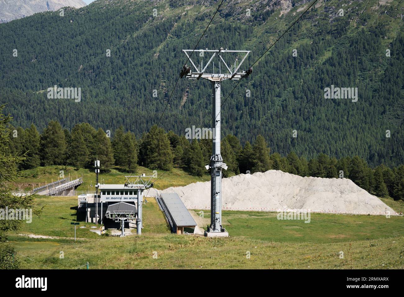 Switzerland, St.Moritz - June 6, 2023: The ski area near St Moritz in ...