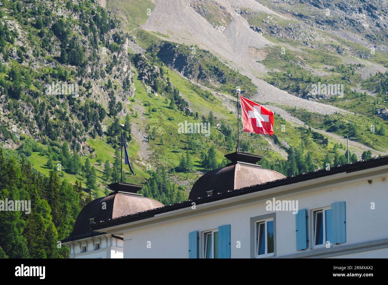 Switzerland, St.Moritz - June 6, 2023: city landscape with buildings ...