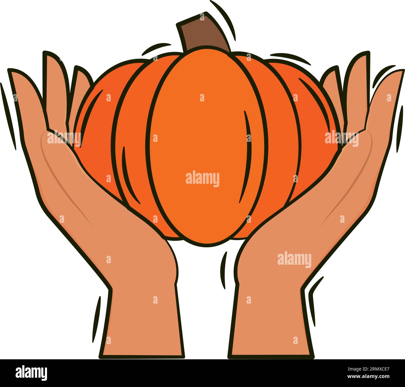 Hands holding pumpkin Stock Vector Images - Alamy