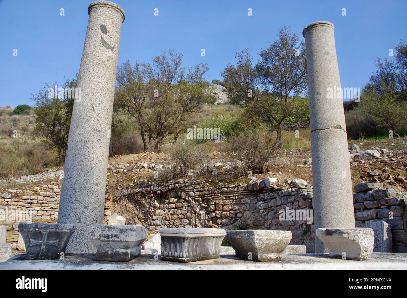 Ephesus, Turkey, Ancient Stone Columns in Historic Ephesus Stock Photo - Alamy