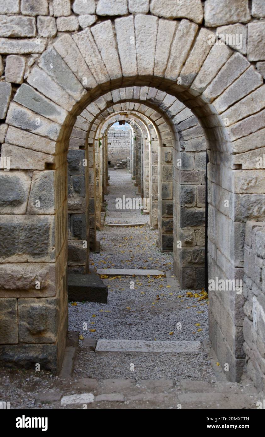 Bergama, İzmir, Türkiye, Stone Archways at The Ancient City of Pergamon ...